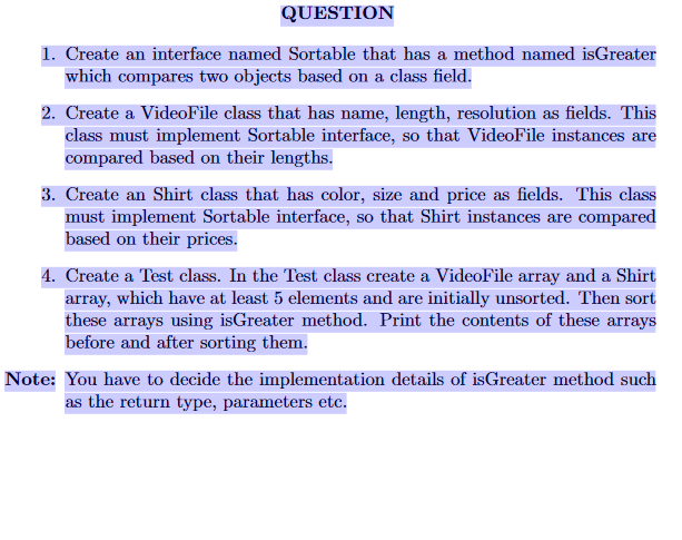 Solved The answer must be in Java language. You are not | Chegg.com