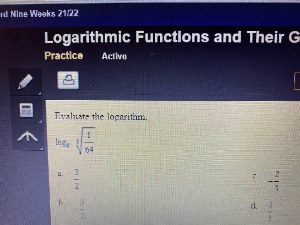 Solved rd Nine Weeks 21/22 Logarithmic Functions and Their G | Chegg.com