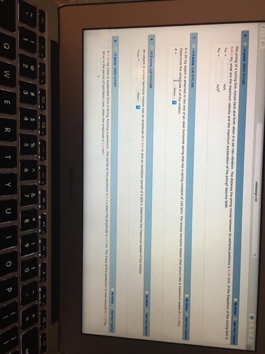 The prong of a tuning fork moves back and forth when | Chegg.com