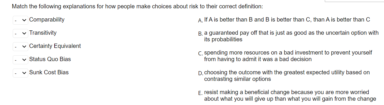 Match the following explanations for how people make | Chegg.com