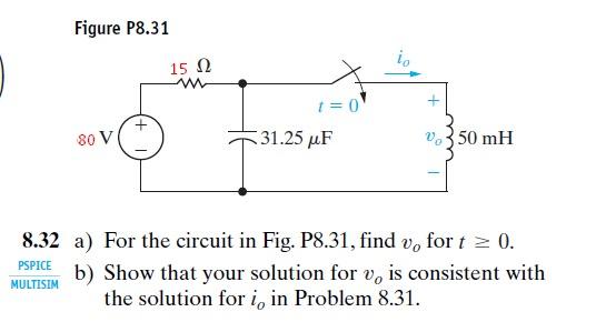 Solved Figure P8.31 a) For the circuit in Fig. P8.31, find | Chegg.com