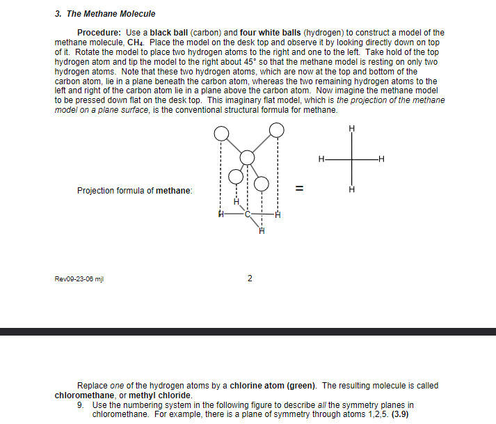 Solved 3. The Methane Molecule Procedure: Use a black ball | Chegg.com