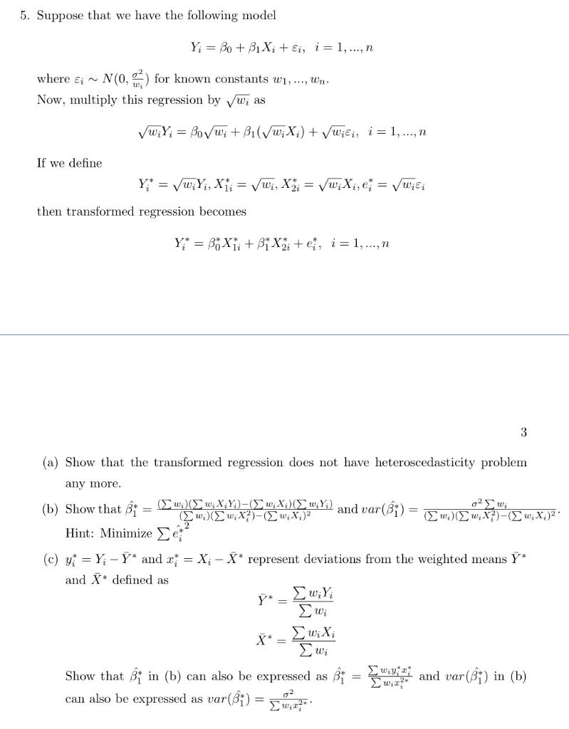 5. Suppose that we have the following model | Chegg.com