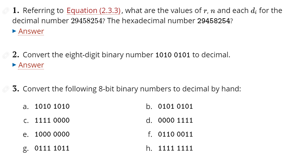 Solved 1. Referring to Equation (2.3.3), what are the values | Chegg.com