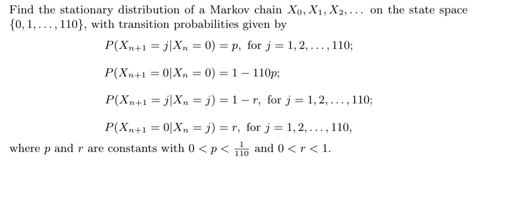Solved Find the stationary distribution of a Markov chain | Chegg.com