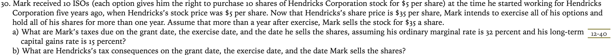 Solved Mark received 1o ISOs (each option gives him the | Chegg.com