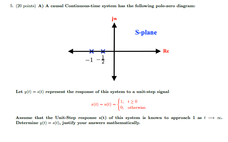 Solved 5. (20 points) A) A causal Continuous-time system has | Chegg.com