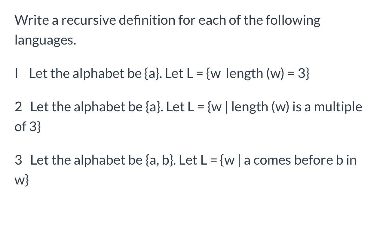 Solved Write a recursive definition for each of the | Chegg.com
