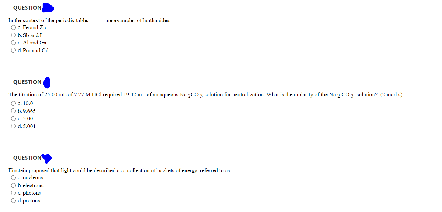 Solved QUESTION are examples of lanthanides. In the context | Chegg.com