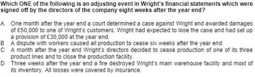 Solved Which ONE of the following is an adjusting event in | Chegg.com