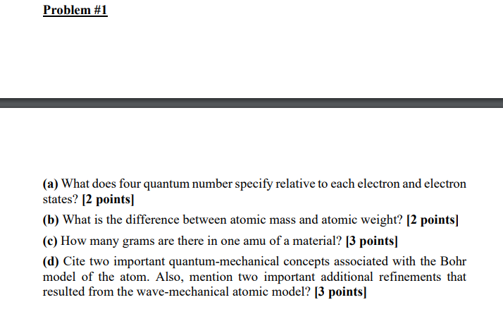 Solved (a) What does four quantum number specify relative to | Chegg.com