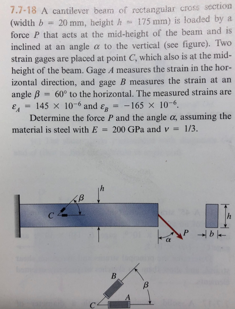 Solved 7.7-18 A cantilever beam of rectangular cross section | Chegg.com