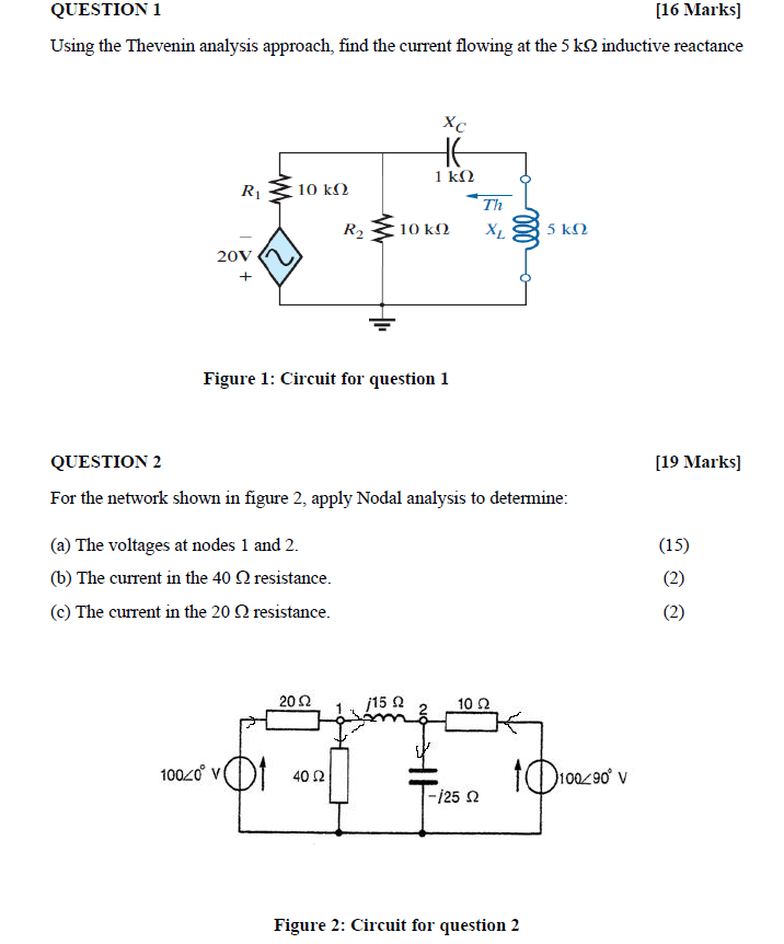 Solved QUESTION 1 [16 Marks) Using the Thevenin analysis | Chegg.com