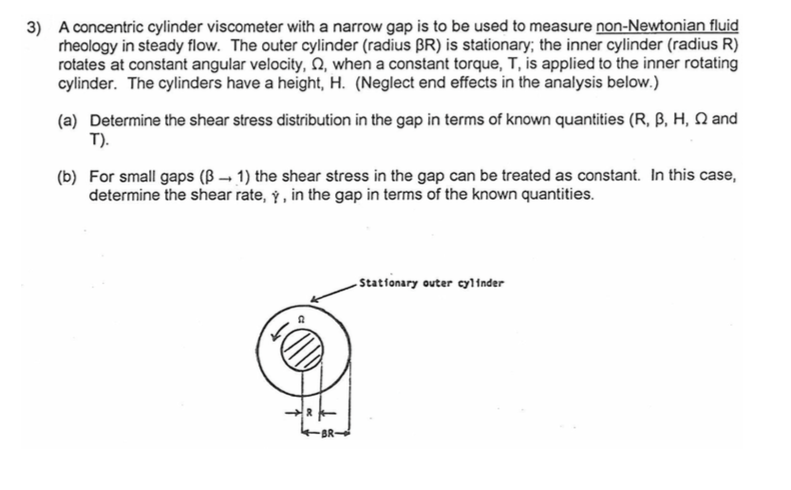 A concentric cylinder viscometer with a narrow gap is | Chegg.com
