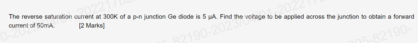 Solved The reverse saturation current at 300 K of a p-n | Chegg.com