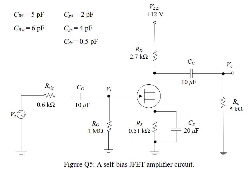 Solved A common source amplifier circuit using JFET is shown | Chegg.com