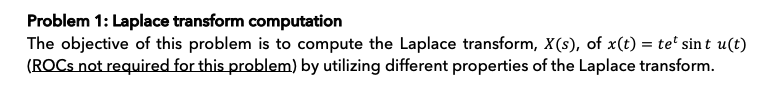 Solved Problem 1: Laplace transform computation The | Chegg.com