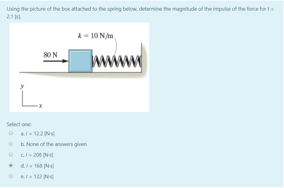 Solved Using the picture of the box attached to the spring | Chegg.com