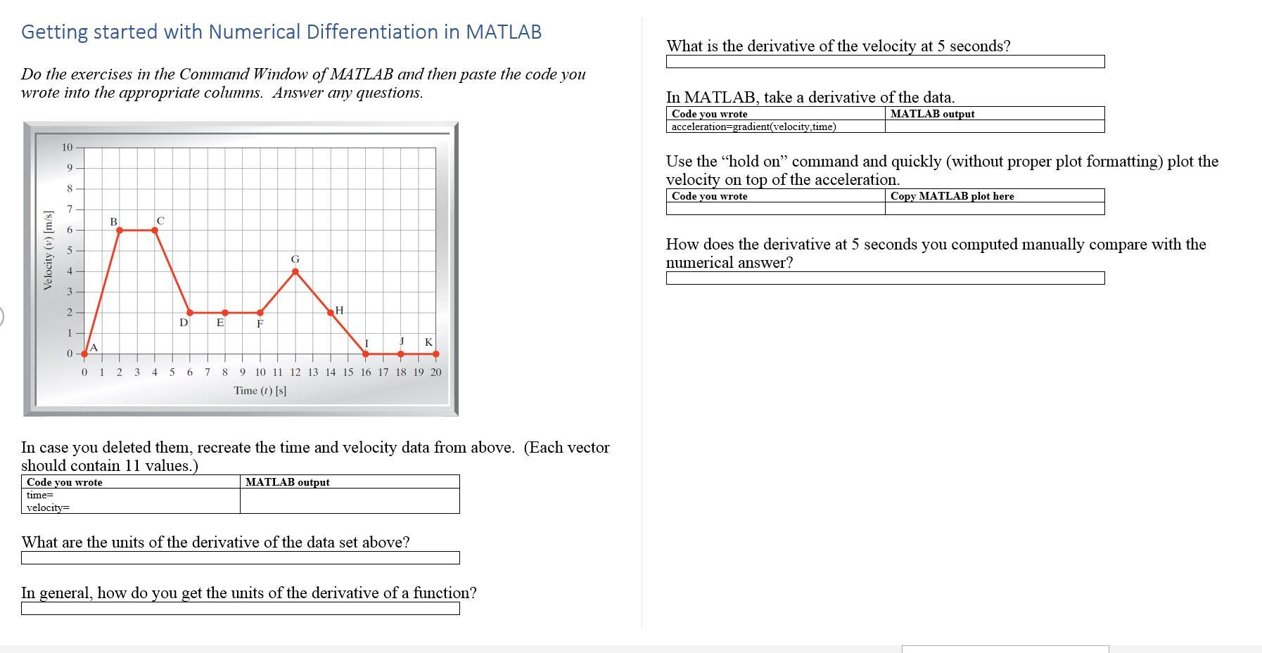 Solved Getting started with Numerical Differentiation in | Chegg.com