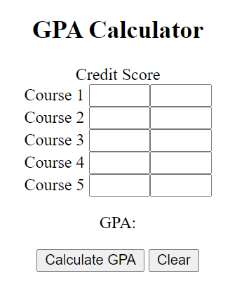 Solved 1. Create a single page PHP file 2. Use the GPA | Chegg.com