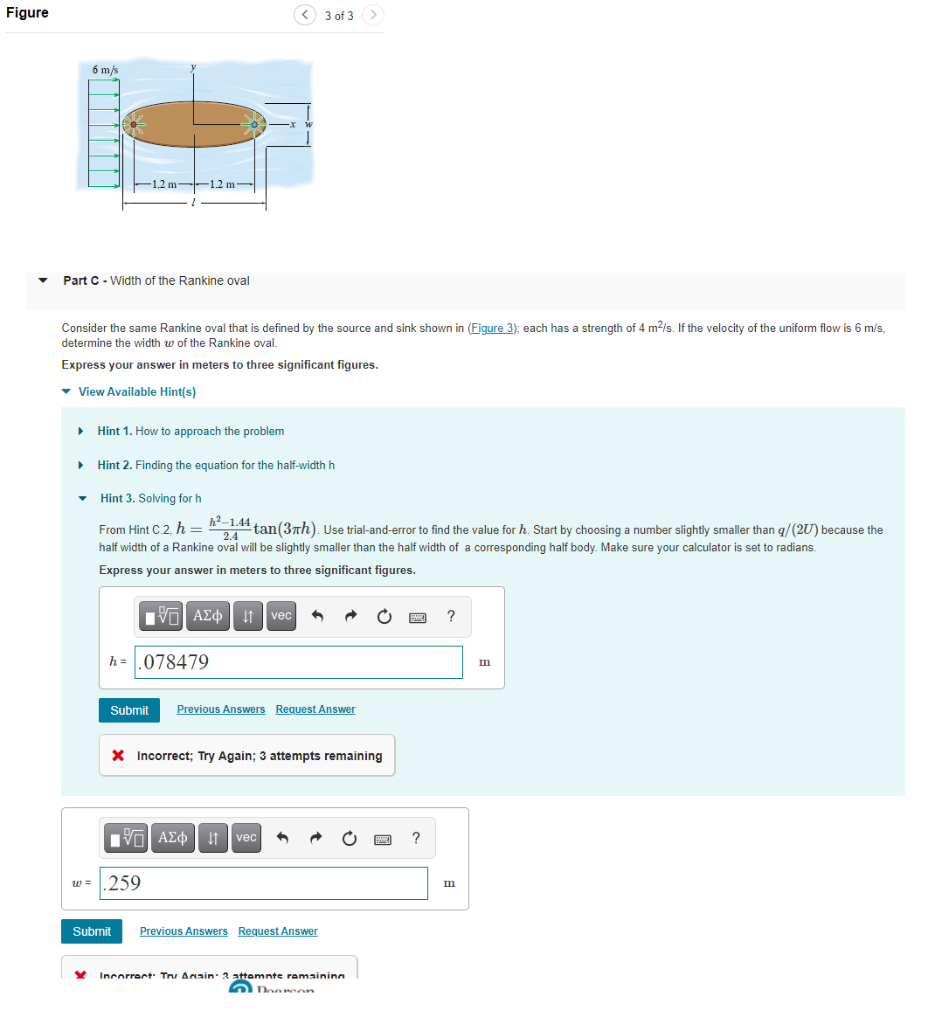 Solved Figure 3 of 3 > 6 m/s 1.2 m 12 m Part - Width of the | Chegg.com