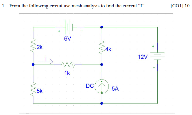 Solved 1. From the following circuit use mesh analysis to | Chegg.com