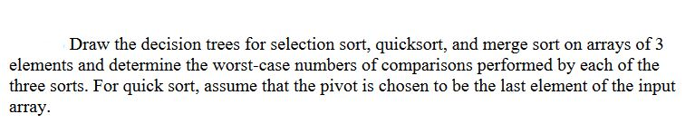 Solved Draw the decision trees for selection sort, | Chegg.com