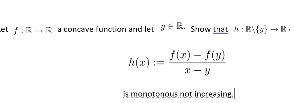 Solved et f:R→R a concave function and let y∈R. Show that | Chegg.com