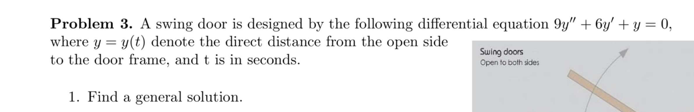 Solved Problem 3. A swing door is designed by the following | Chegg.com