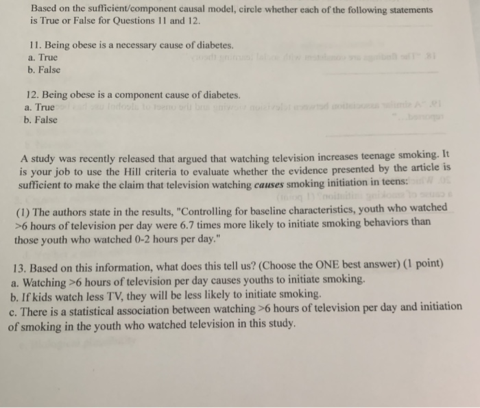 Solved Based on the sufficient/component causal model, | Chegg.com
