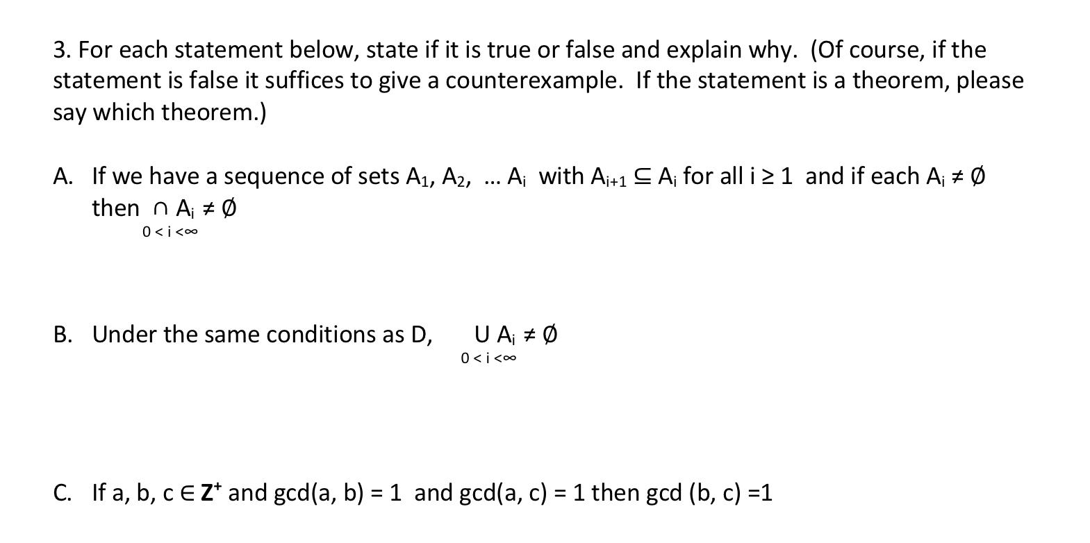 Solved 3. For each statement below, state if it is true or | Chegg.com