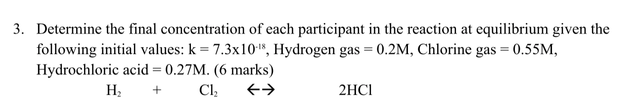 Solved 3. Determine the final concentration of each | Chegg.com