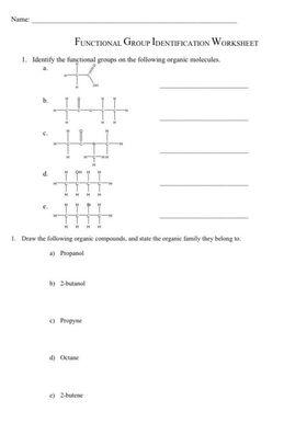 Solved Name: FUNCTIONAL GROUP IDENTIFICATION WORKSHEET 1. | Chegg.com