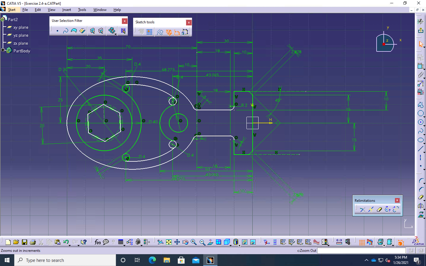 Solved Can someone explain why my CATIA V5 sketch is not all | Chegg.com