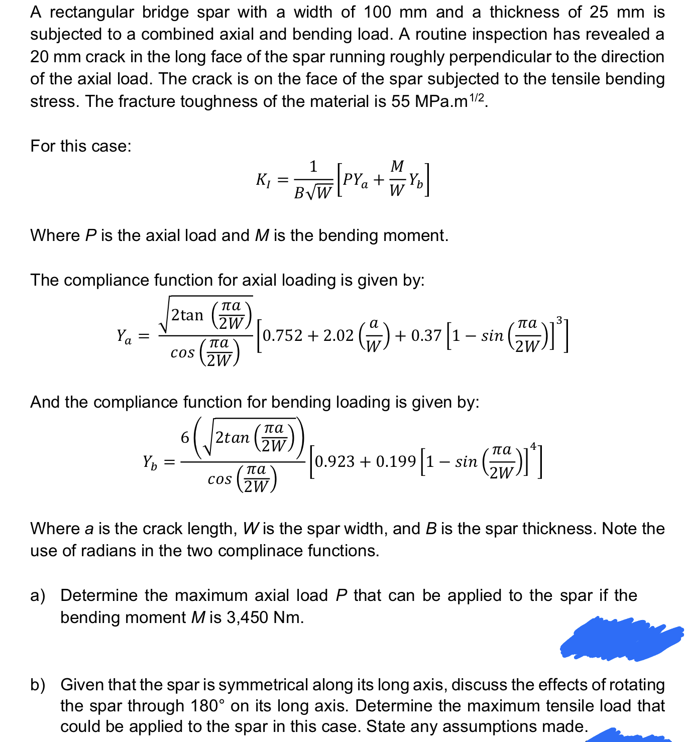 A rectangular bridge spar with a width of 100mm ﻿and | Chegg.com