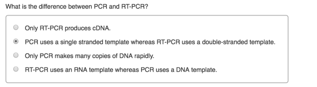 Solved What is the difference between PCR and RT-PCR? OOnly | Chegg.com