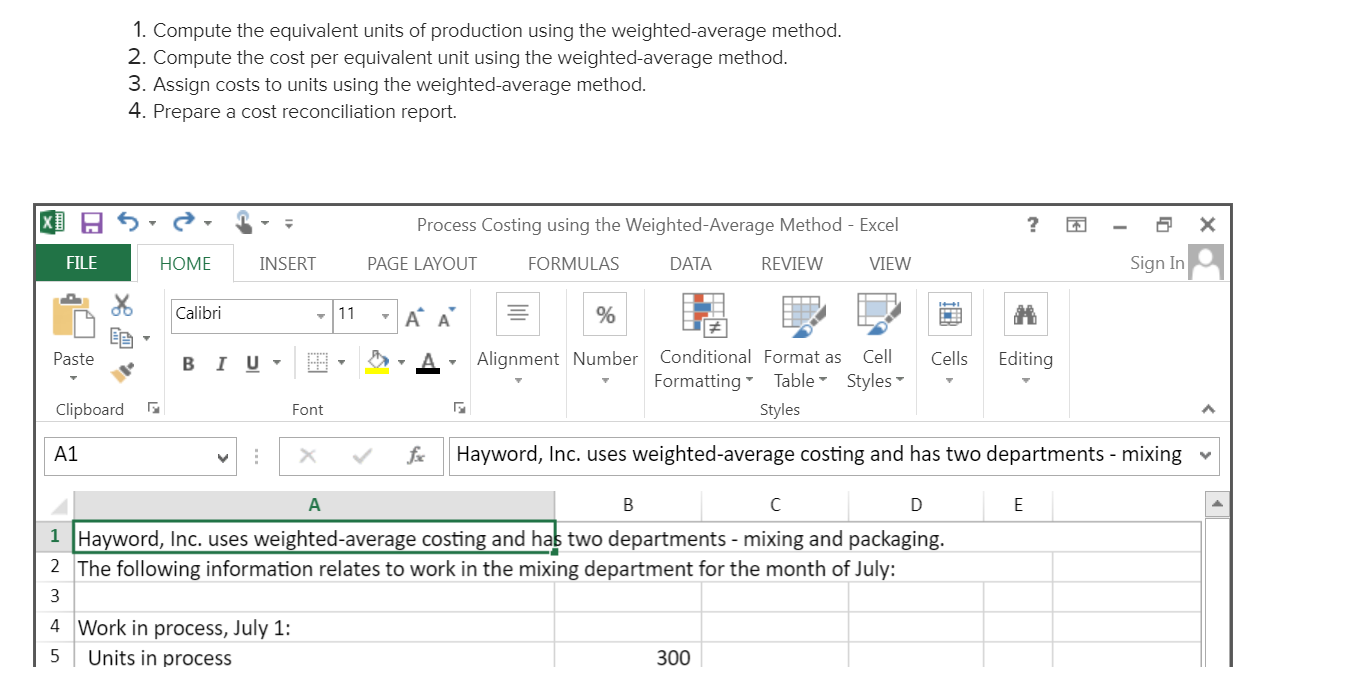 Solved 1. Compute the equivalent units of production using | Chegg.com
