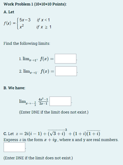 Solved Work Problem 1 ( 10+10+10 Points): A. Let | Chegg.com