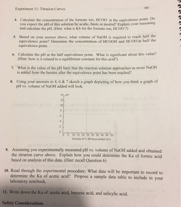 Solved Experiment 11: Titration Curves 59 Exp 11: Acid-Base | Chegg.com