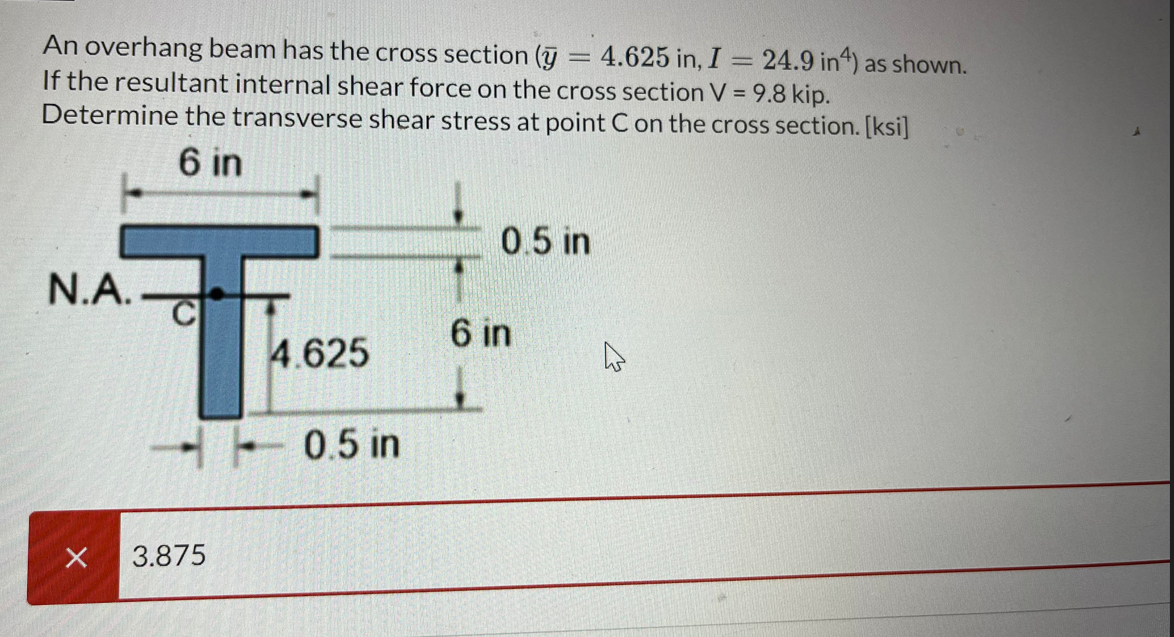 Solved An overhang beam has the cross section | Chegg.com