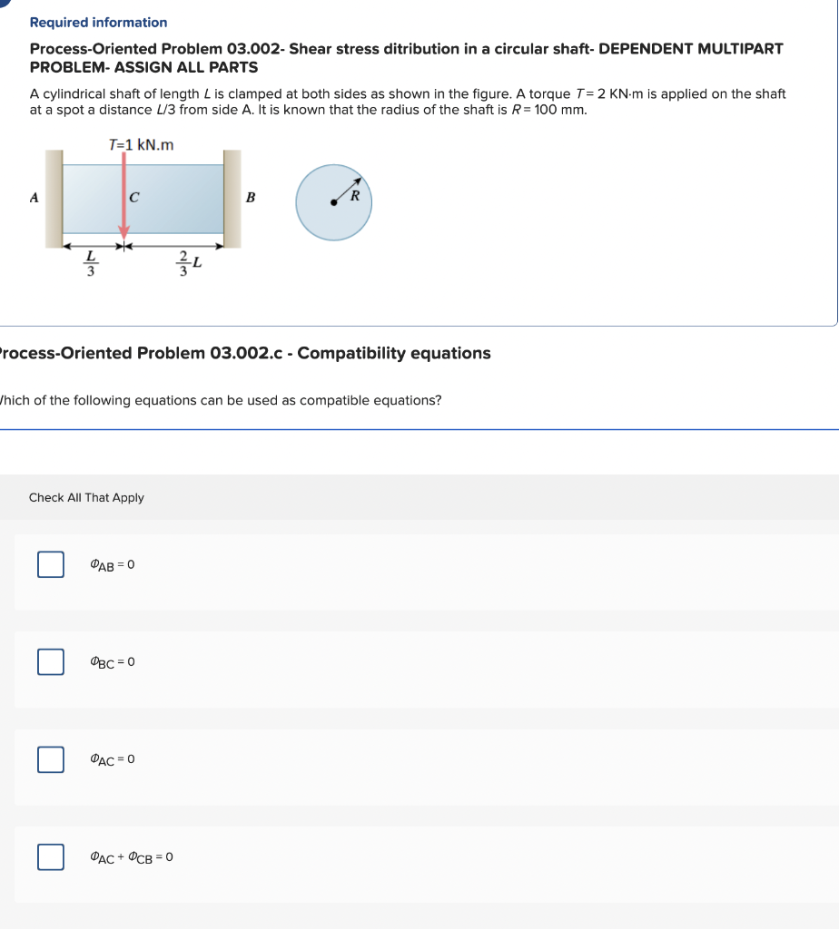 Solved Process-Oriented Problem 03.002- Shear stress | Chegg.com
