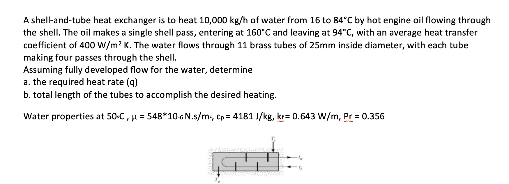 Solved A shell-and-tube heat exchanger is to heat 10,000 | Chegg.com