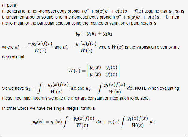 Solved (1 point) In general for a non-homogeneous problem | Chegg.com