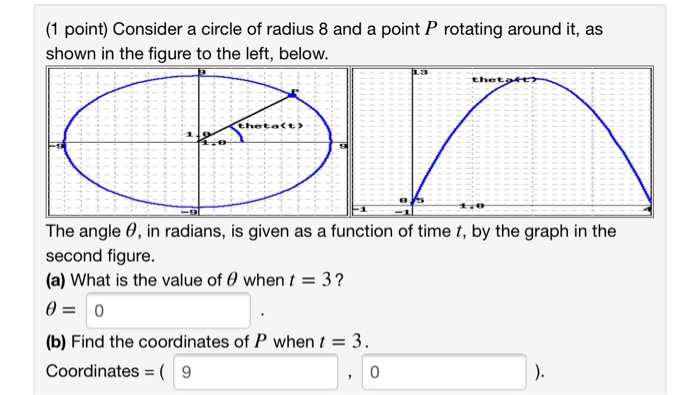 (1 point) Consider a circle of radius 8 and a point P | Chegg.com