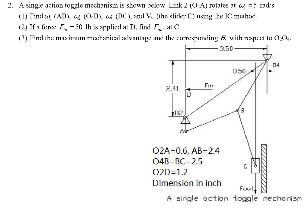 Solved A single action toggle mechanism is shown below. Link | Chegg.com
