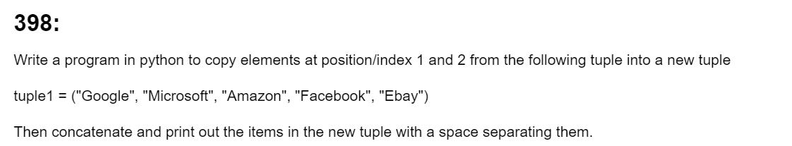 Solved 398: Write a program in python to copy elements at | Chegg.com