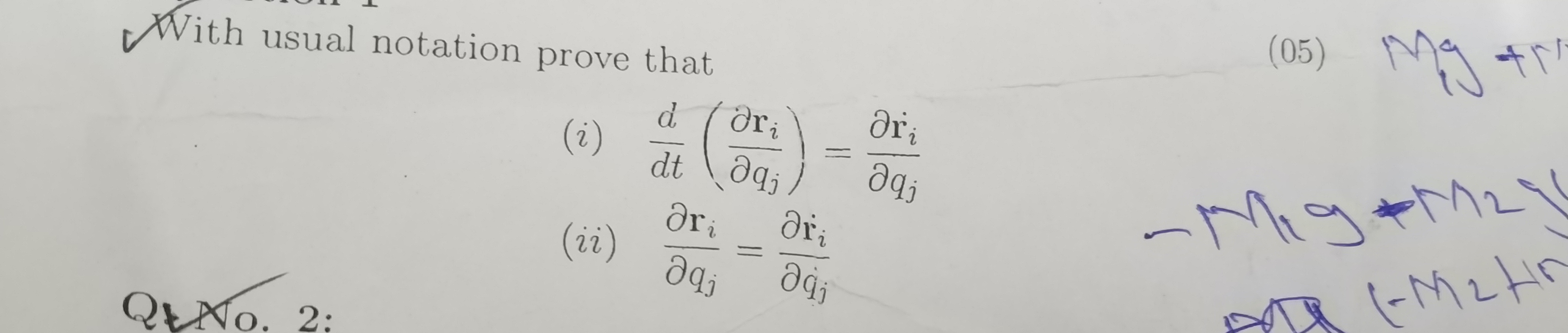 Solved With usual notation prove that (05) Mg +r1 (i) | Chegg.com