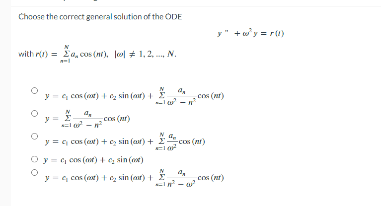 Solved Choose the correct general solution of the ODE | Chegg.com