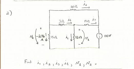 Solved Find i1,i2,i3,i4,v1,v2. | Chegg.com