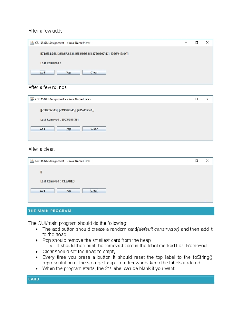 CS145-PROGRAMMING ASSIGNMENT #8 MORE WITH CARDS | Chegg.com